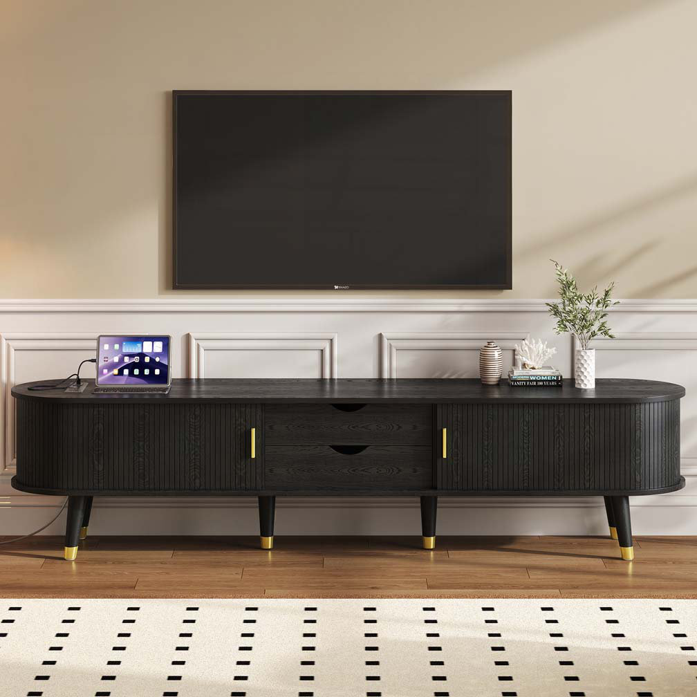 Mercer41 Oval Fluted TV Stand for TV up to 80",Media Console with ...