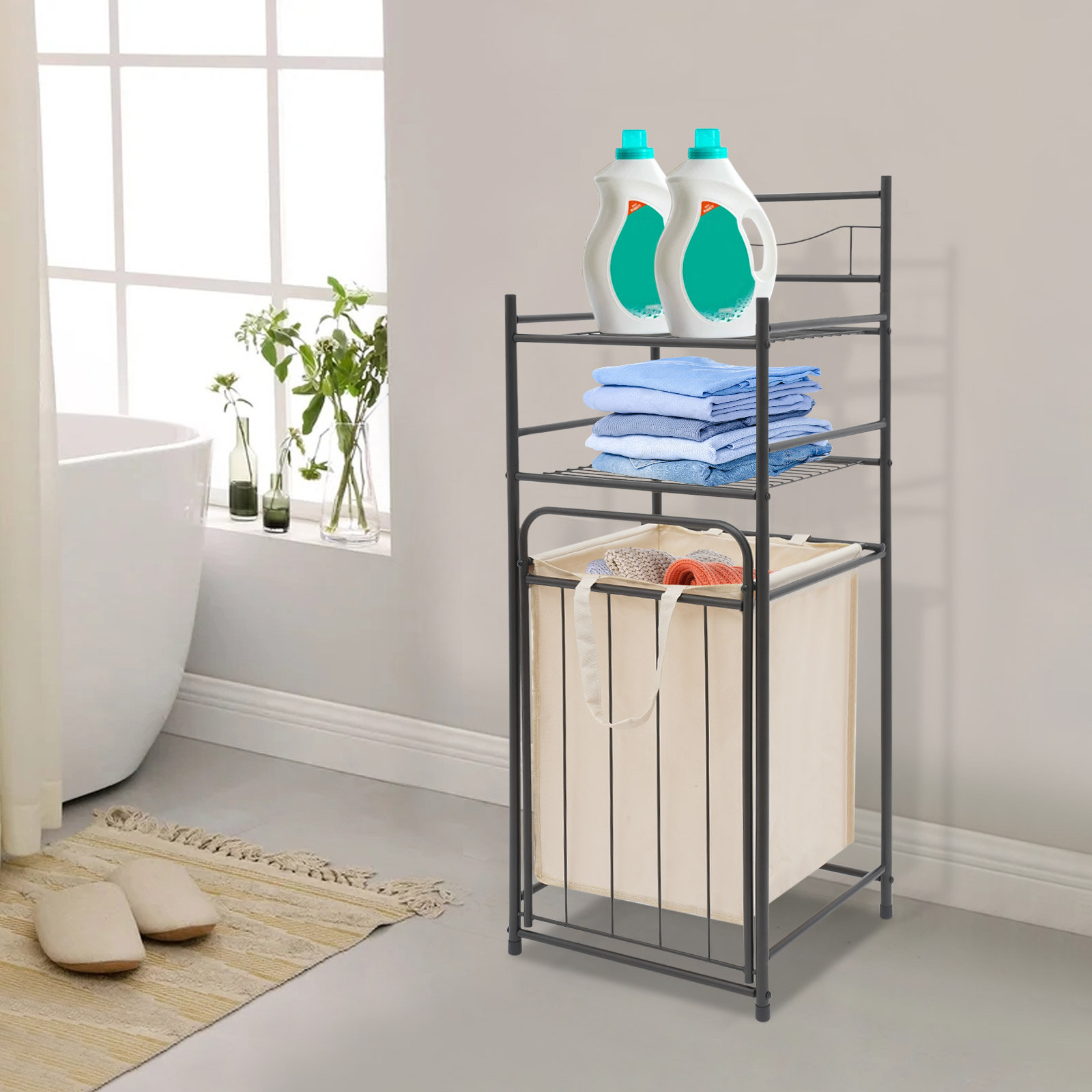 Rebrilliant 3-Tier Storage Basket Rack With Removable Bag | Wayfair