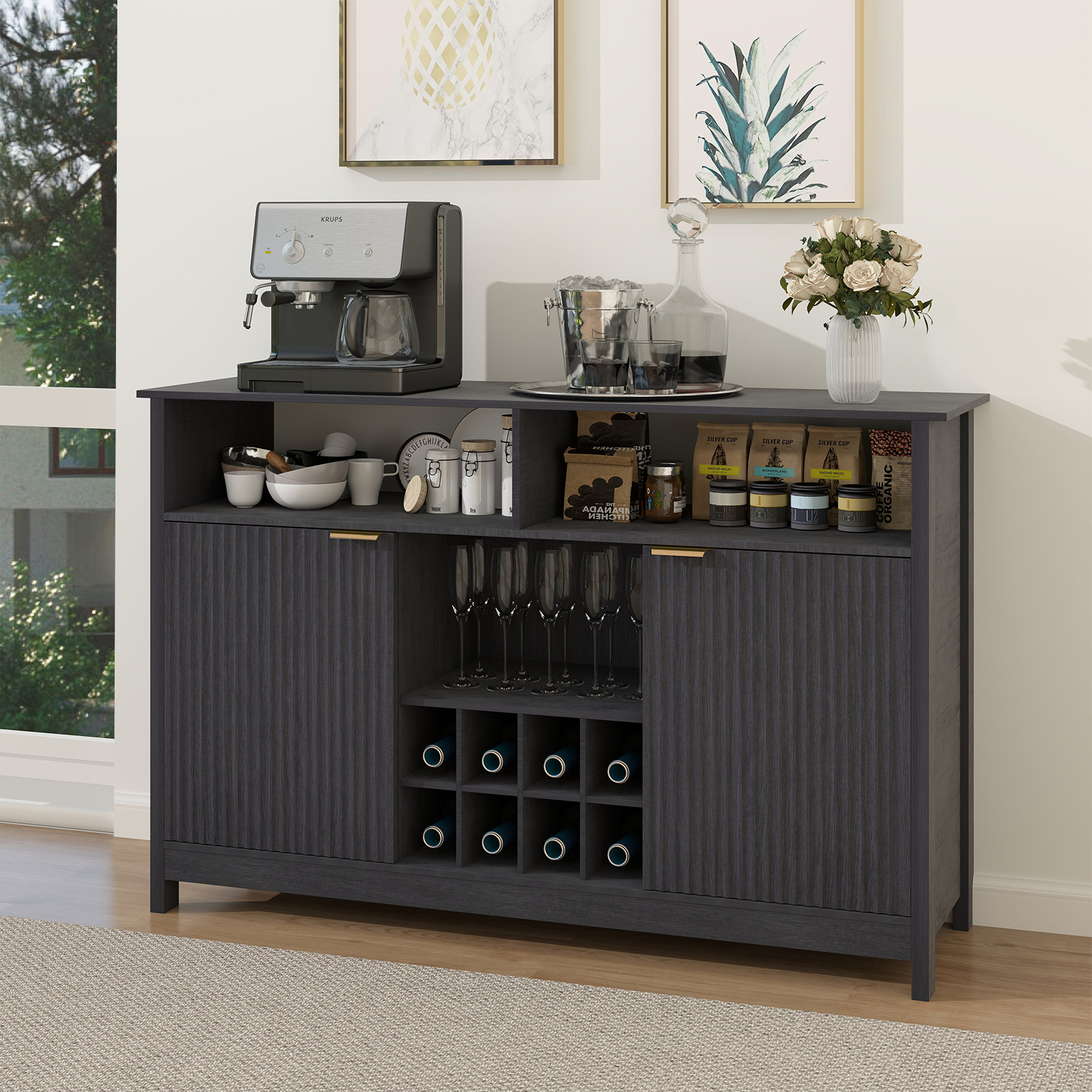 Ebern Designs Sideboard Buffet Cabinet With Storage, Coffee Bar Cabinet, Coffee Station, Accent ...