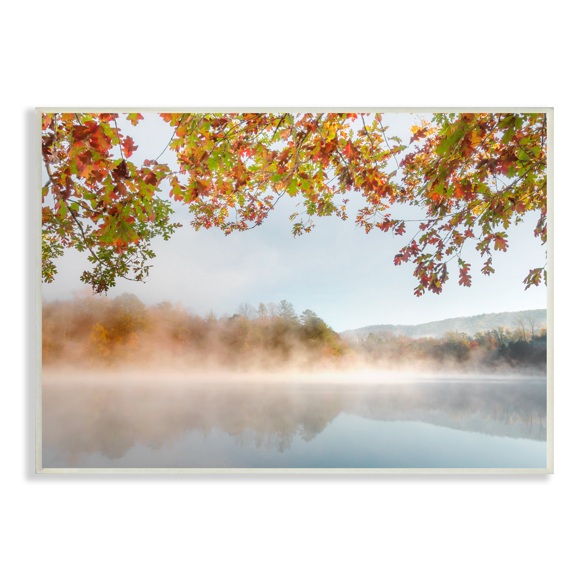 Stupell Industries Foggy Autumn Lake Landscape Fall Tree Leaf Overhang ...