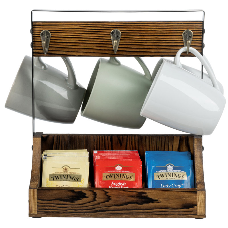 MyGift 6 Compartment Tea Bag Holder with Coffee Bug Hooks | Wayfair