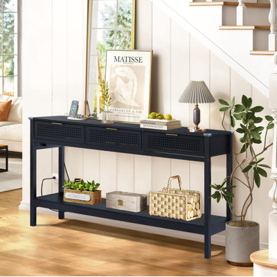 Red Barrel Studio Modern 3-Drawer Storage Console Table with a Shelf ...