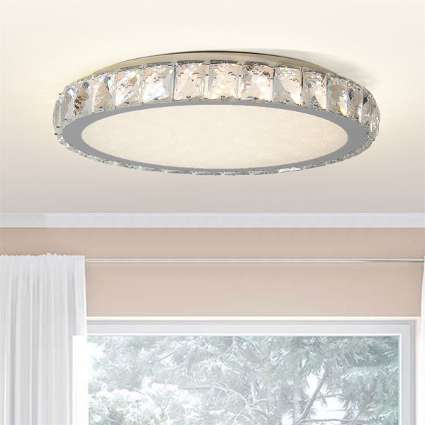 Mercer41 Crystal LED Ceiling Light, 19.7-Inch Flush Mount, 45W Dimmable ...