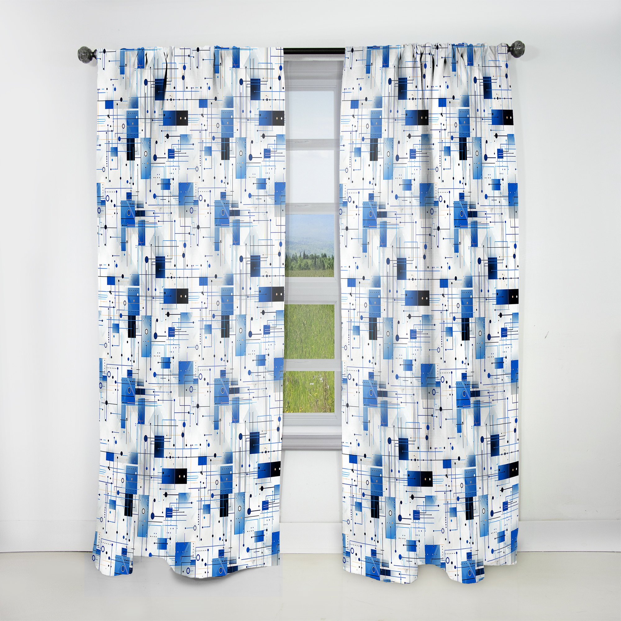 Design Art Industrial Blue Matrix Geometric Pattern III - Abstract ...