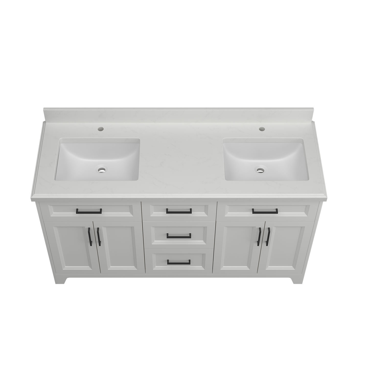 Winston Porter Meuble Lavabo Double Autoportant De 60 Po Avec Plateau