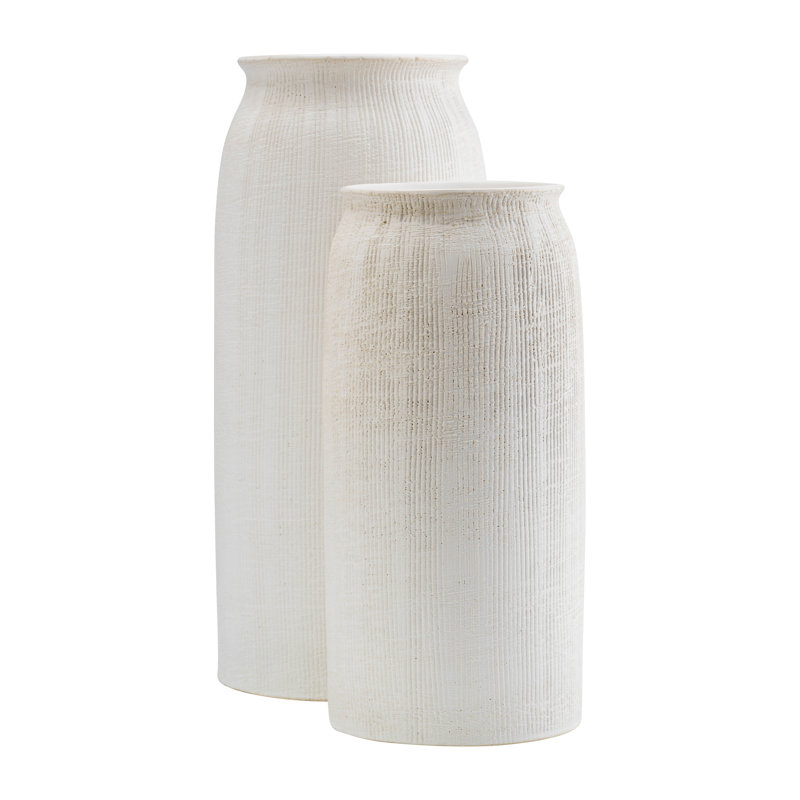 Birch Lane™ White Chic Accent Vase, Artisanal Texture Design & Reviews ...