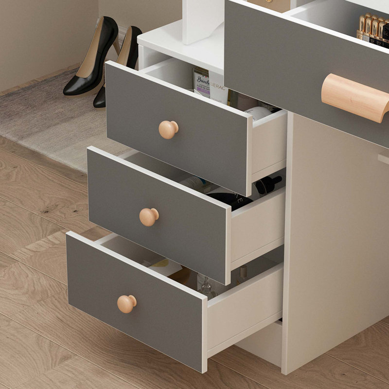 Latitude Run® Vinush Vanity Set with Stool and Mirror & Reviews ...