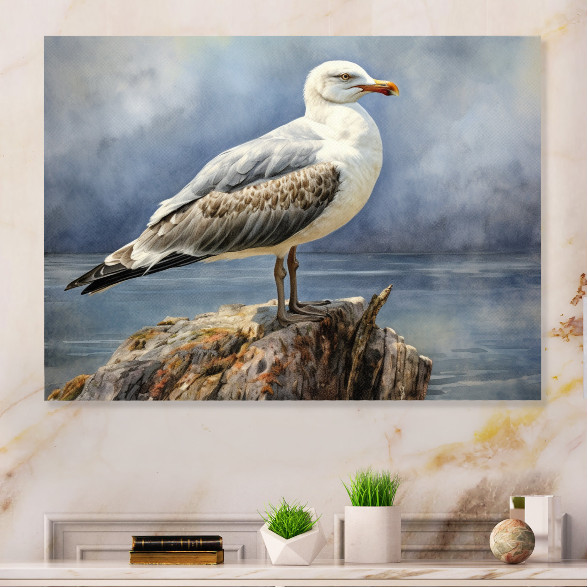 Highland Dunes Watchful Seagull I - Seagull Metal Wall Decor | Wayfair