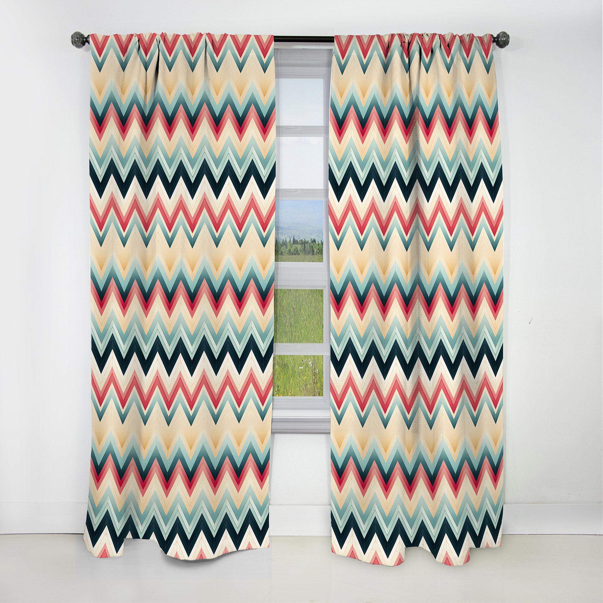 Design Art Ivory Boho Accents Chevron I - Chevron Curtain - Blackout ...