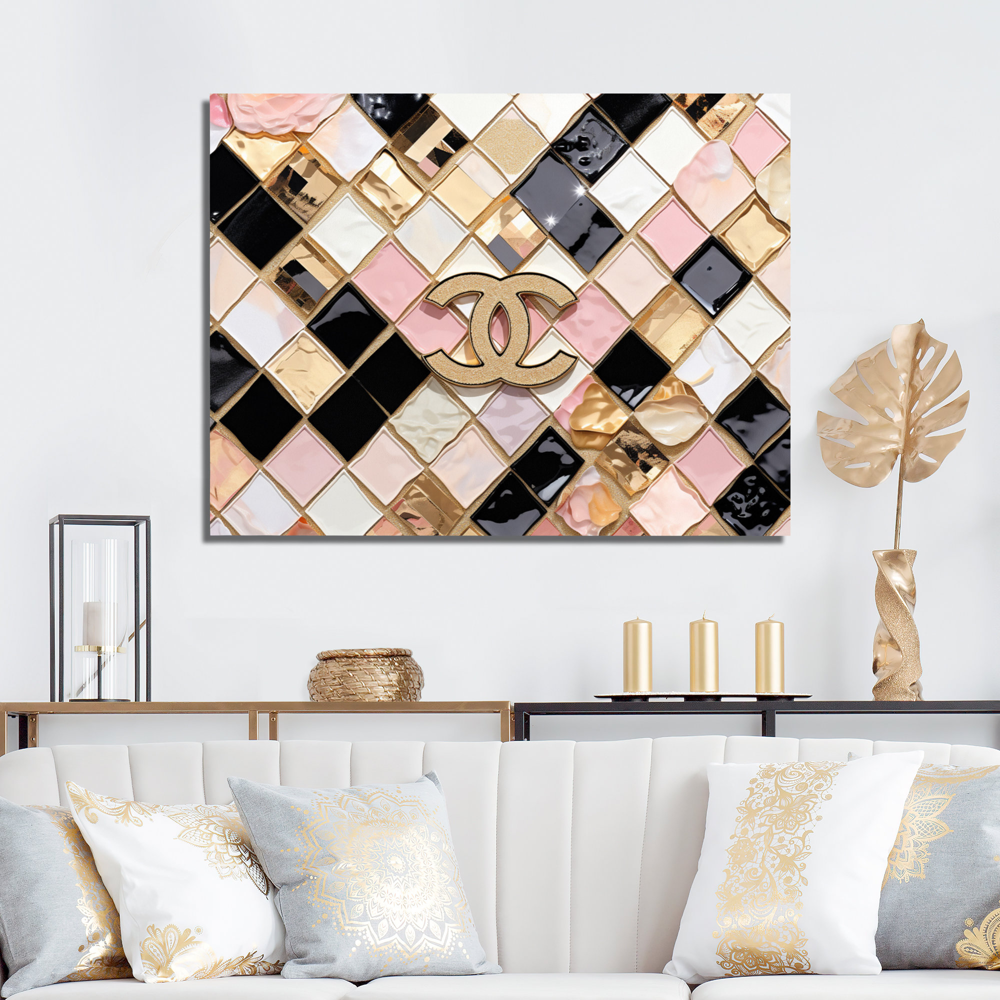 Willa Arlo™ Interiors Fashion Geometric Glam Pattern Framed On Canvas ...