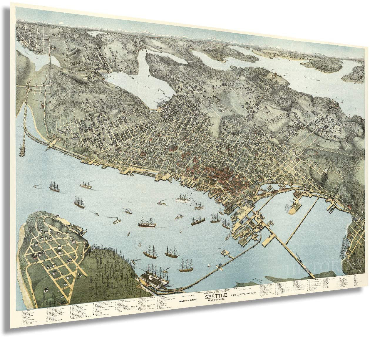 Breakwater Bay 1891 Seattle Map Poster Wall Art on Paper | Wayfair