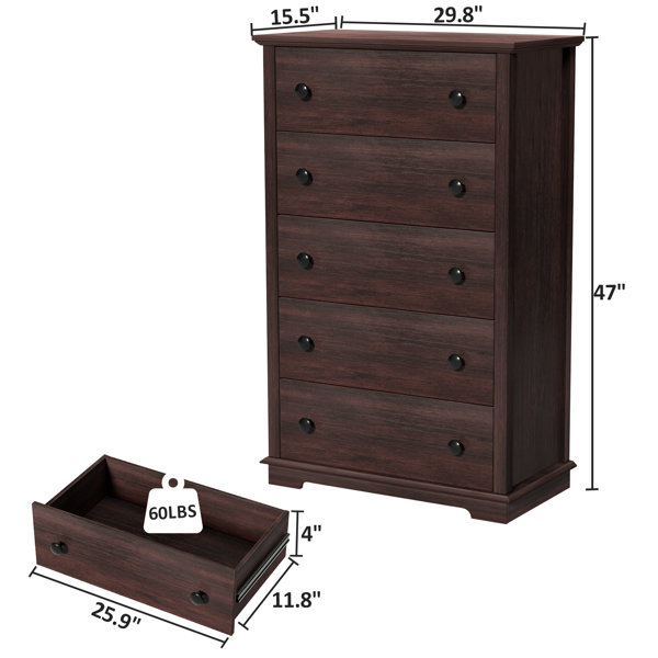 Winston Porter 5 - Drawer 47" Tall Dresser & Reviews | Wayfair