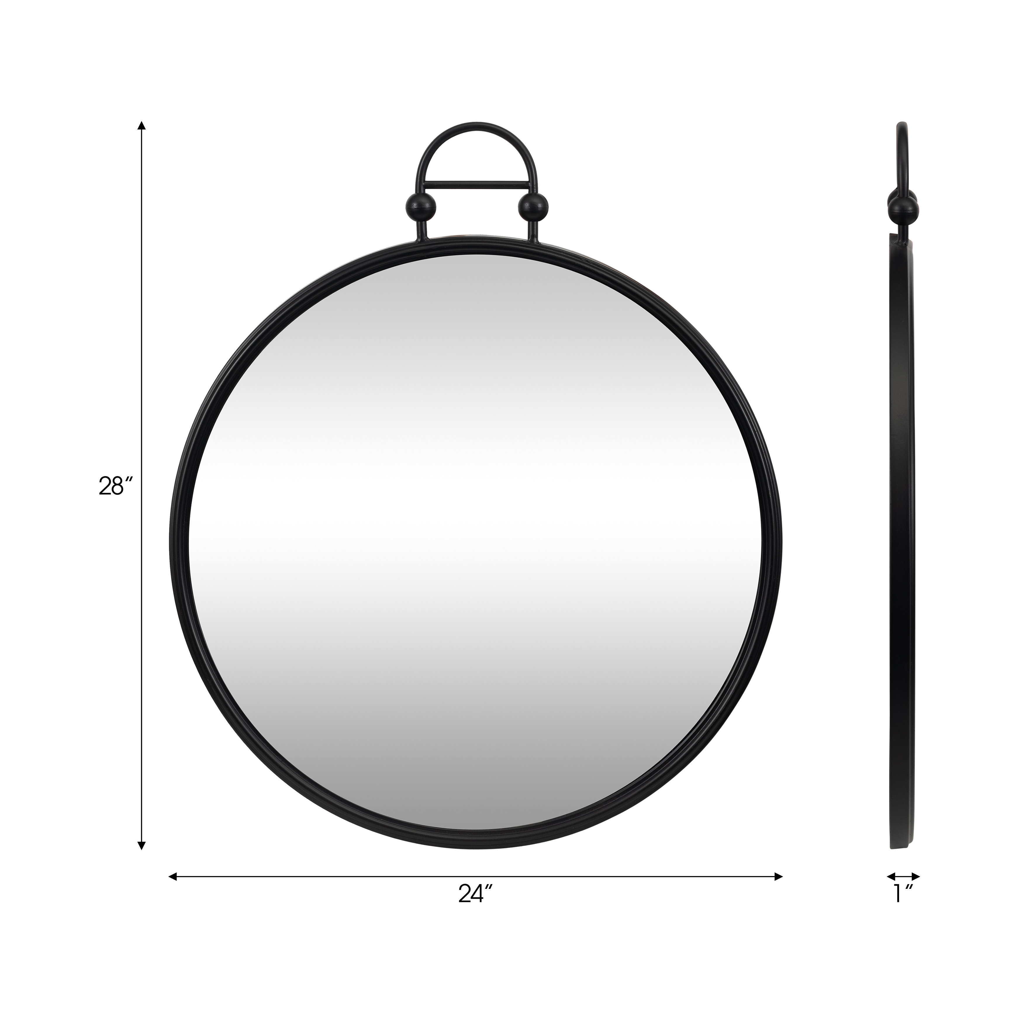 Charlton Home® Modern Black Metal Hoop Hanging Wall Mirror for Decor or ...