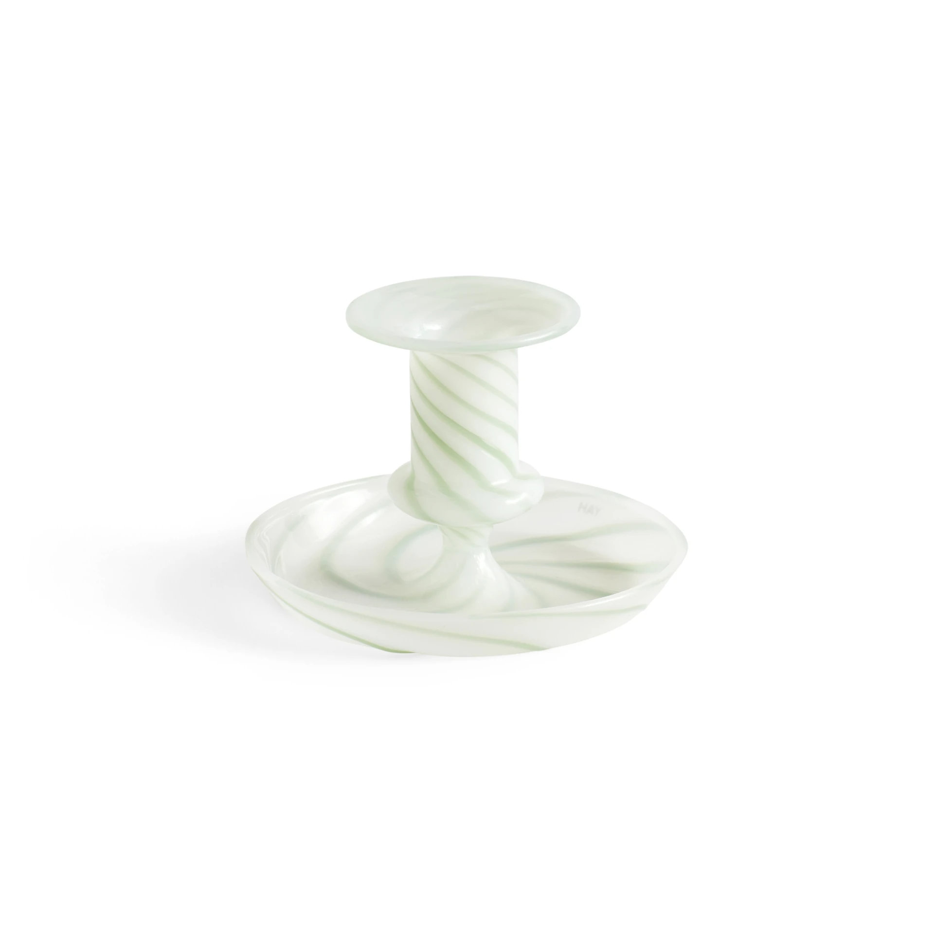 Ivy Bronx Flare Glass Candle Holder - Small, Stripe Milk Green ...