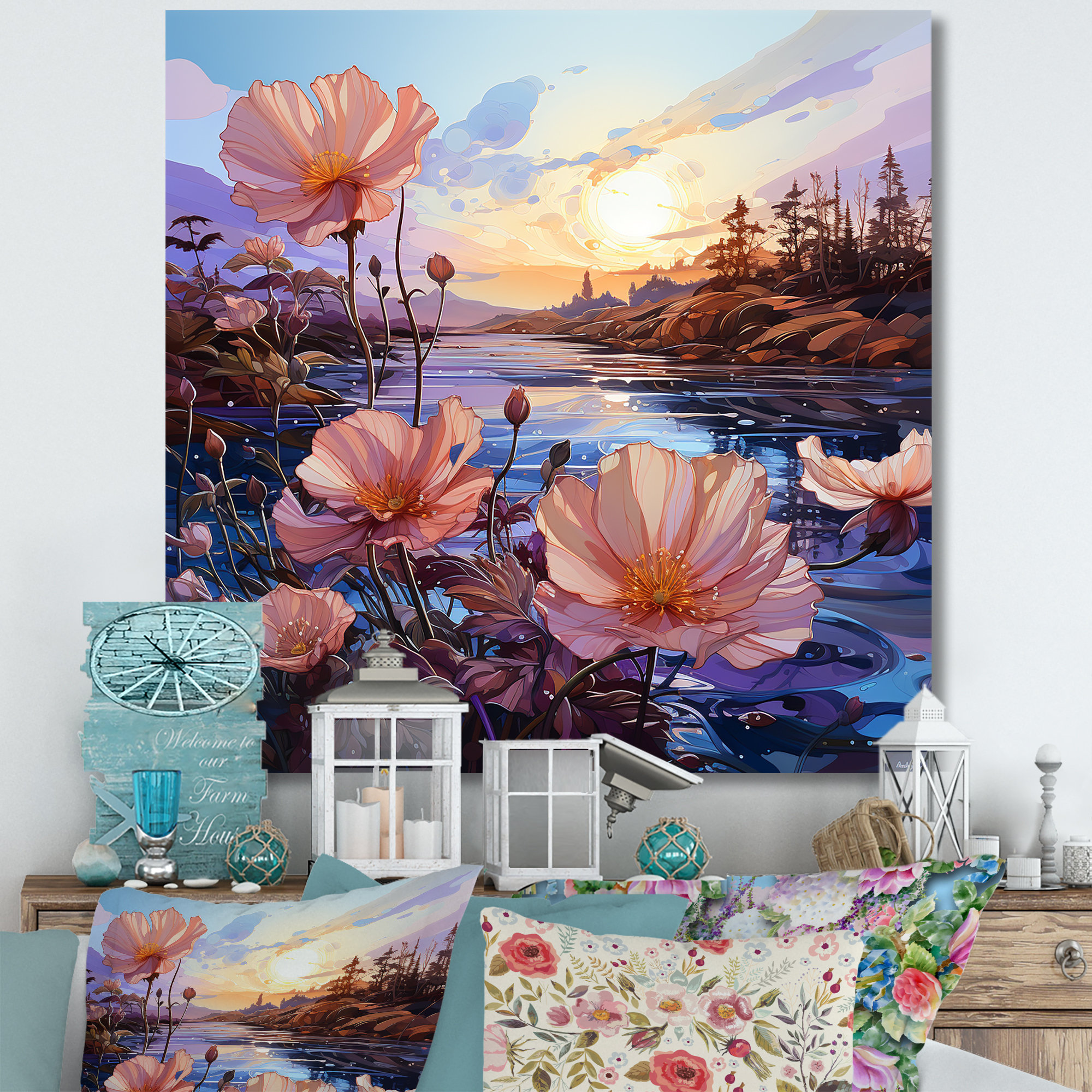 Winston Porter Pink Morning Glory Liquid Art Flower Field II - Flower ...