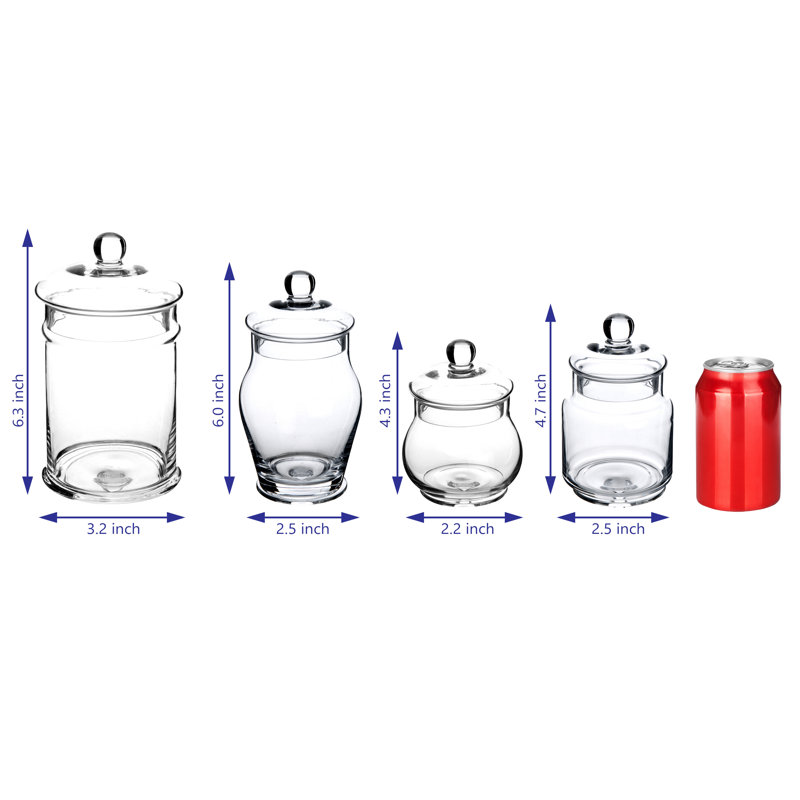 Red Barrel Studio® Zumra Glass 4 Piece Bathroom Storage Container Set ...