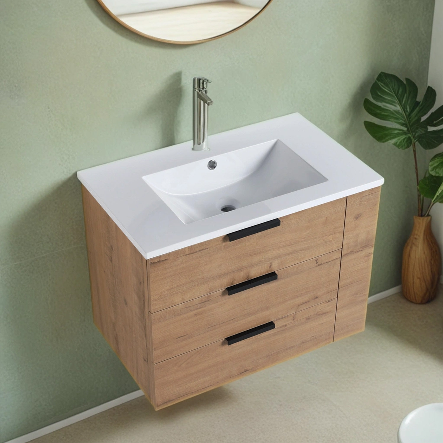 Union Rustic Meuble-lavabo simple 30,03 po avec plateau en résine ...