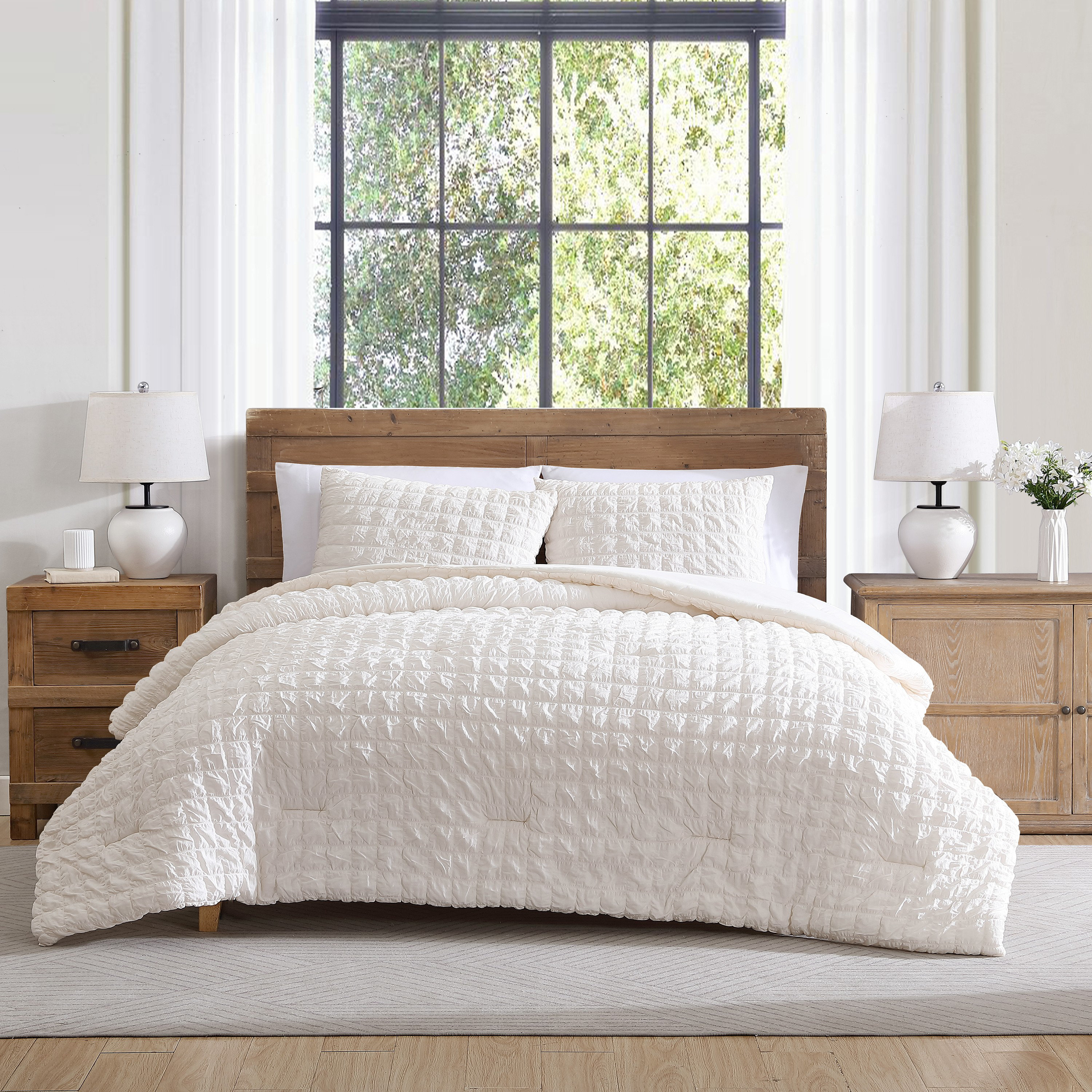 Tahari Luca 3-Piece Seersucker Grid Cotton-Rich Comforter Set & Reviews ...