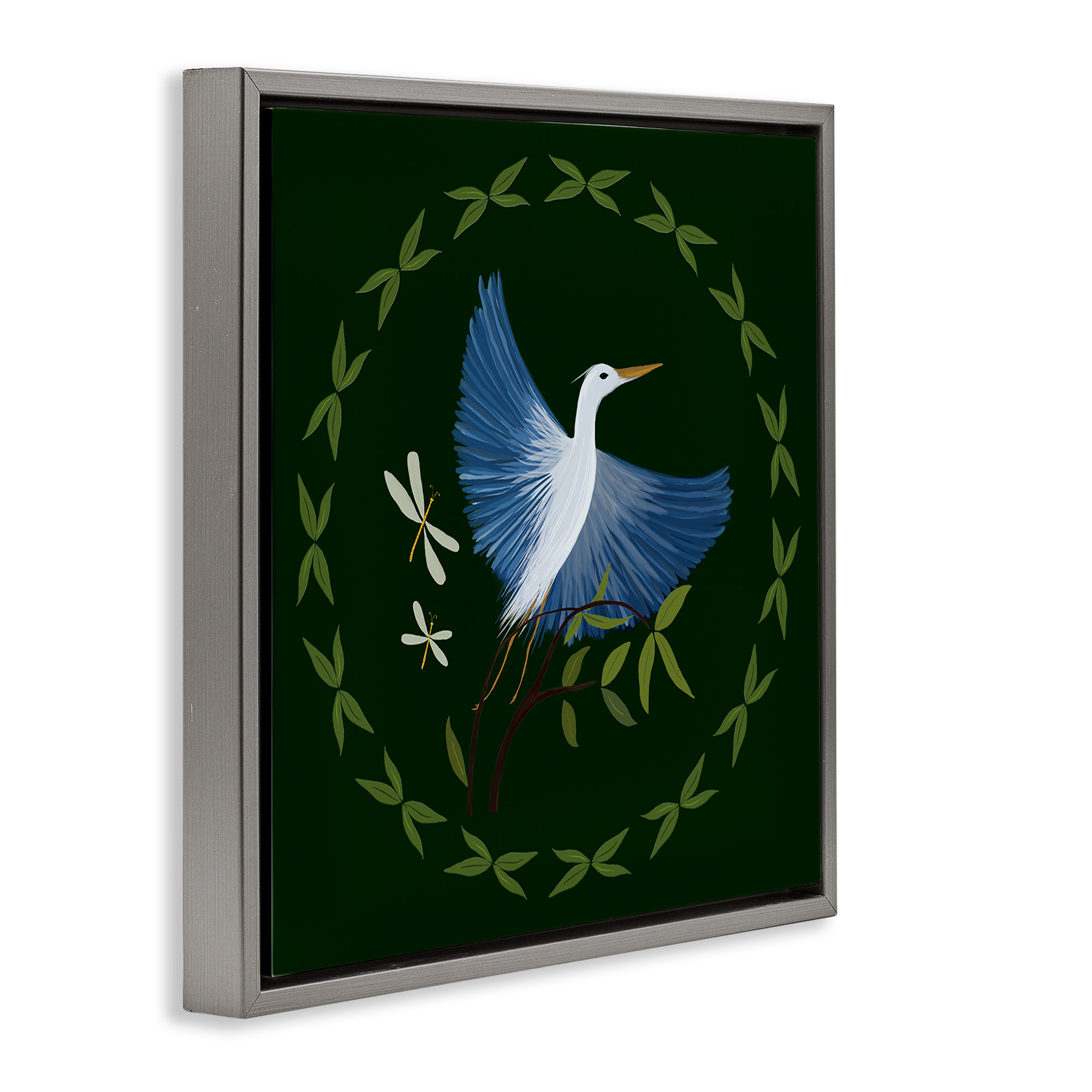 Winston Porter Heron & Dragonflies Wreath Canvas Wall Art by Michelle ...
