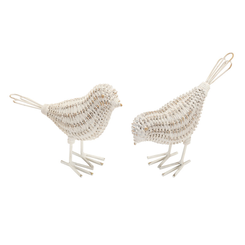 Winston Porter Wicker Design Bird Figurine (Set of 4) | Wayfair