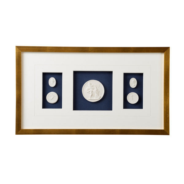 Wildwood Intaglios On Navy VII Framed On Plaster Print | Wayfair