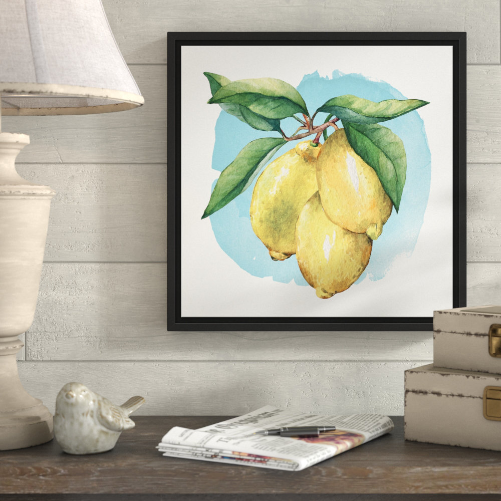 August Grove® " Lemons On The Vine With Blue Background " | Wayfair