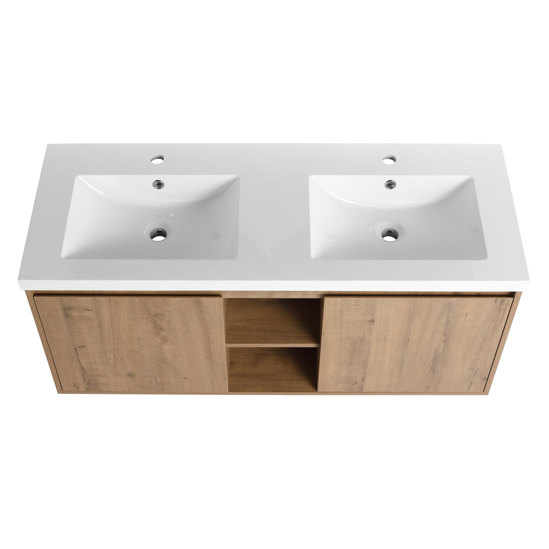 Hokku Designs Bathroom Vanity With Dual Sink 48" Wall Mounted - Shell ...