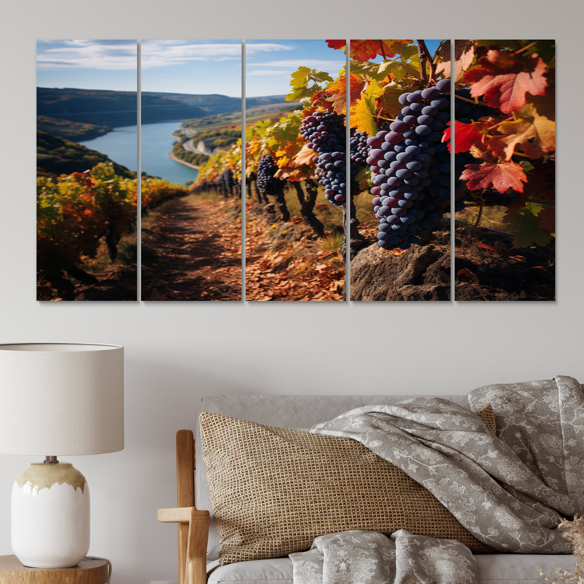 Latitude Run® Scenic Vineyard In Autumn - Vineyard Wall Art Print - 5 ...