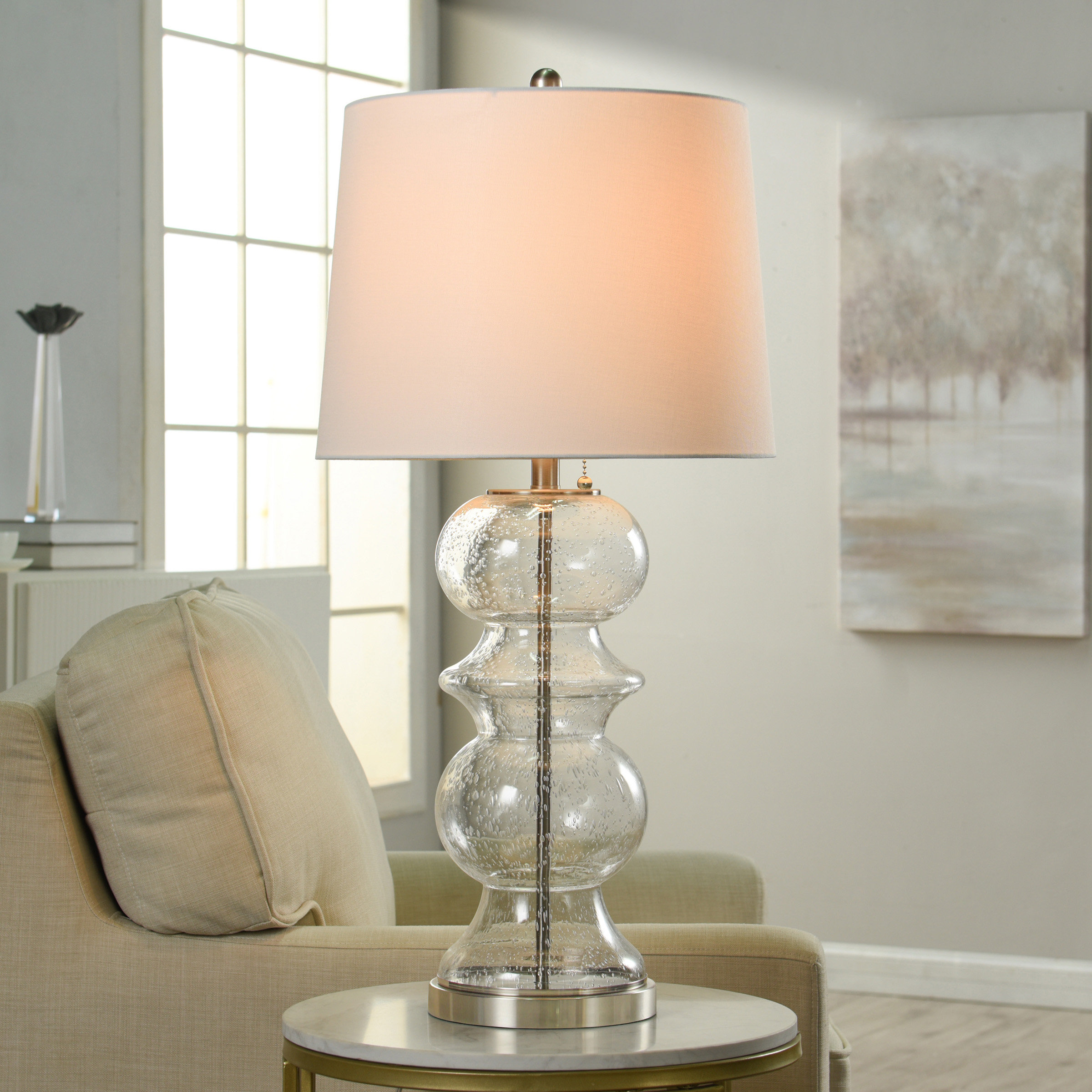 Breakwater Bay Aimme - Transitional Table Lamp - Clear Seeded Glass ...