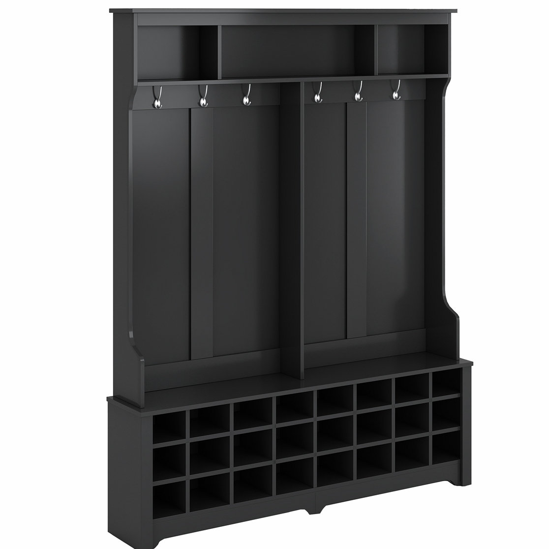 Hokku Designs 4 Pair Hall Tree Shoe Storage Bench Entryway Coat And