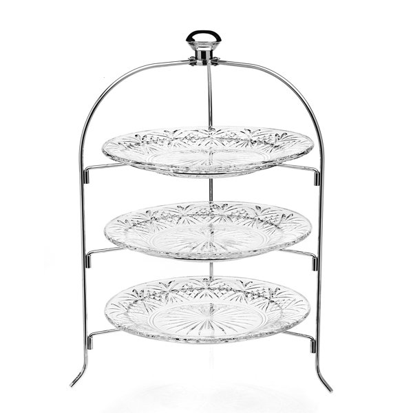 Godinger Silver Art Co Dublin Crystal 3 Tiered Round Serving Stand ...