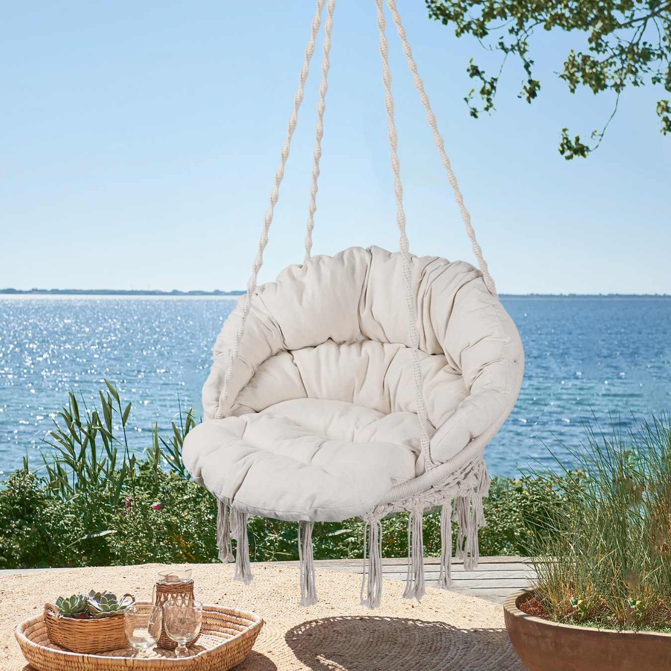 Dakota Fields Hammmmock Chair Macrame Swing Max 330 Lbs Hanging Cotton ...