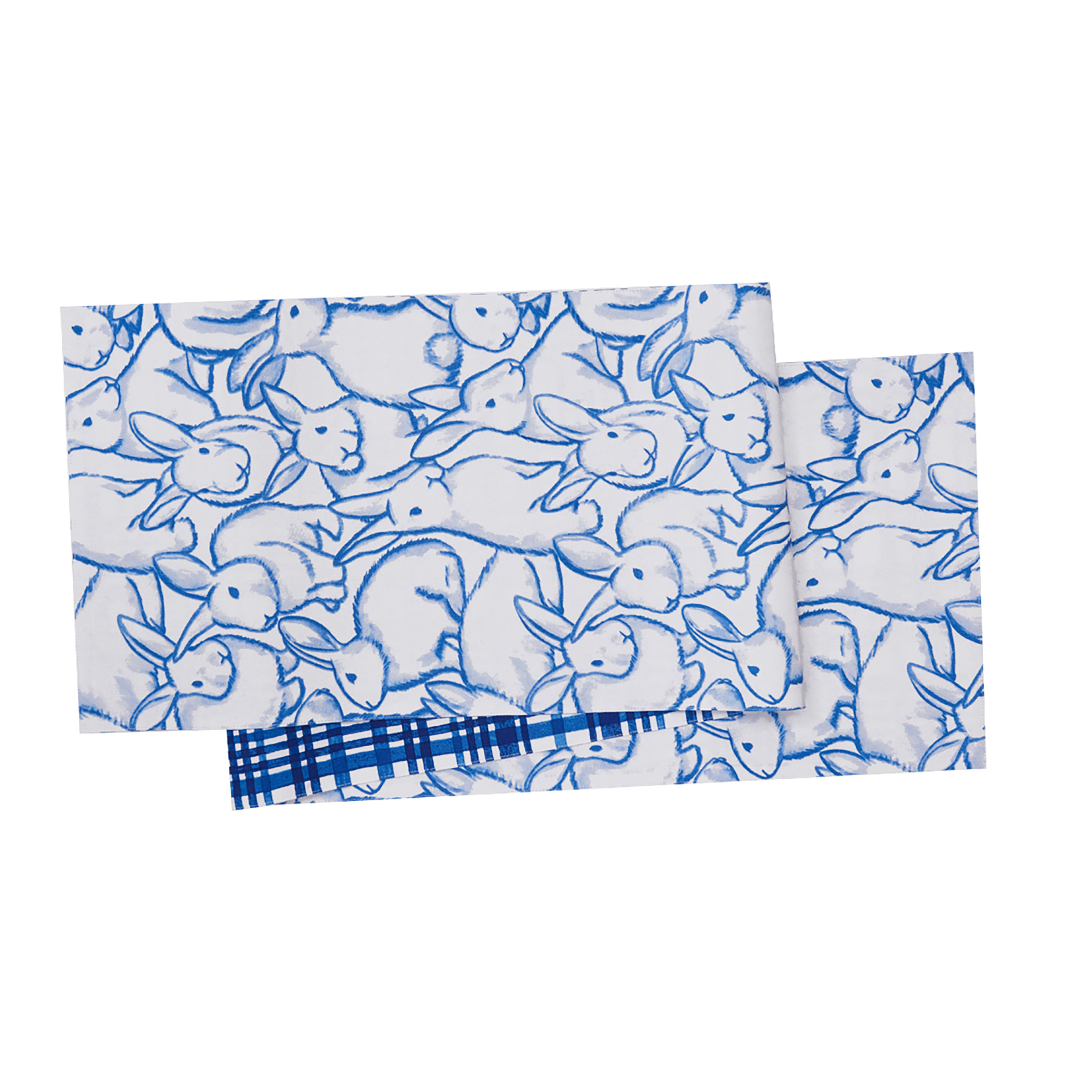 August Grove® Dunmall Blue Bun & Plaid Cotton Table Runner | Wayfair