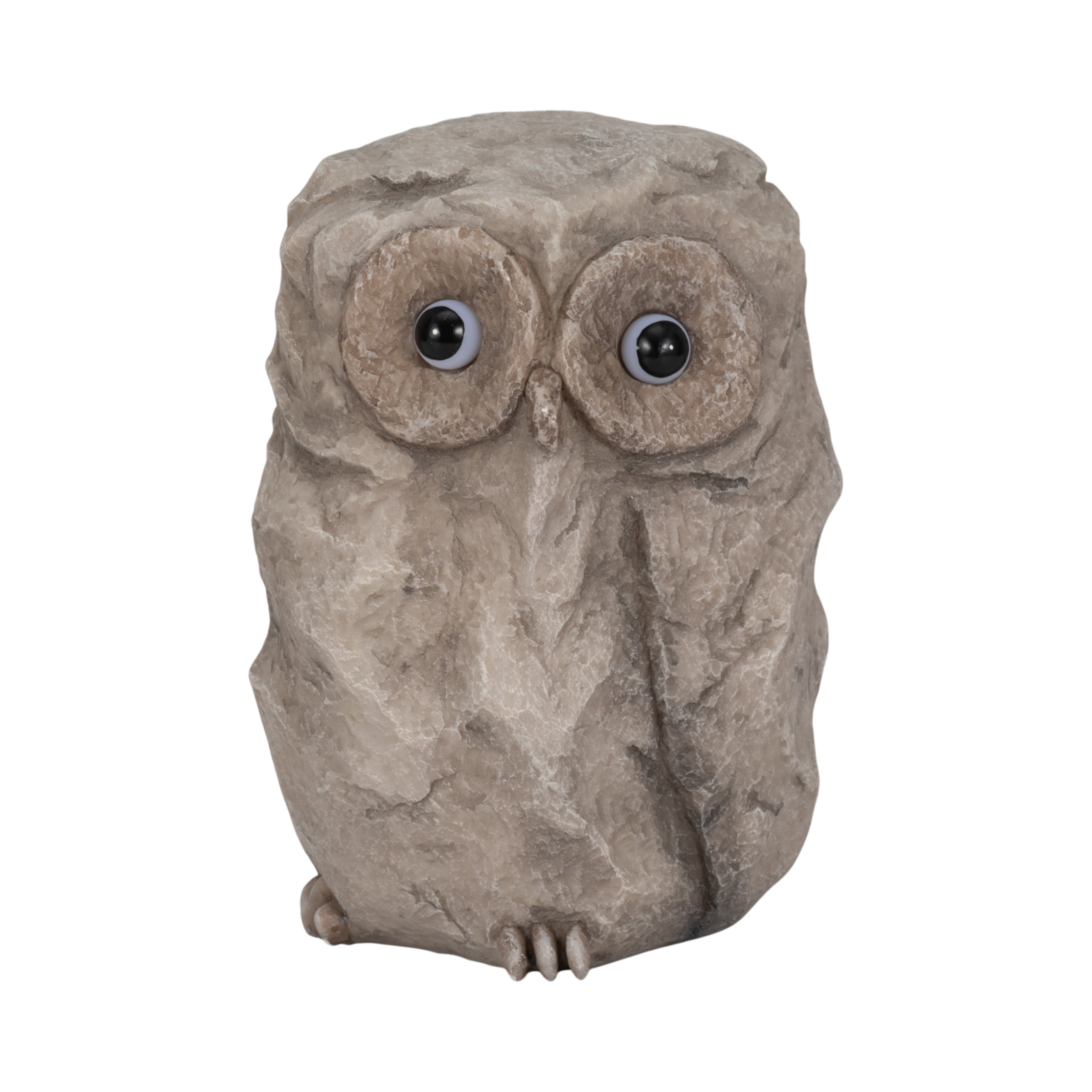 Loon Peak® Grey Faux Rock Owl With Solar Eyes, Novelty | Wayfair