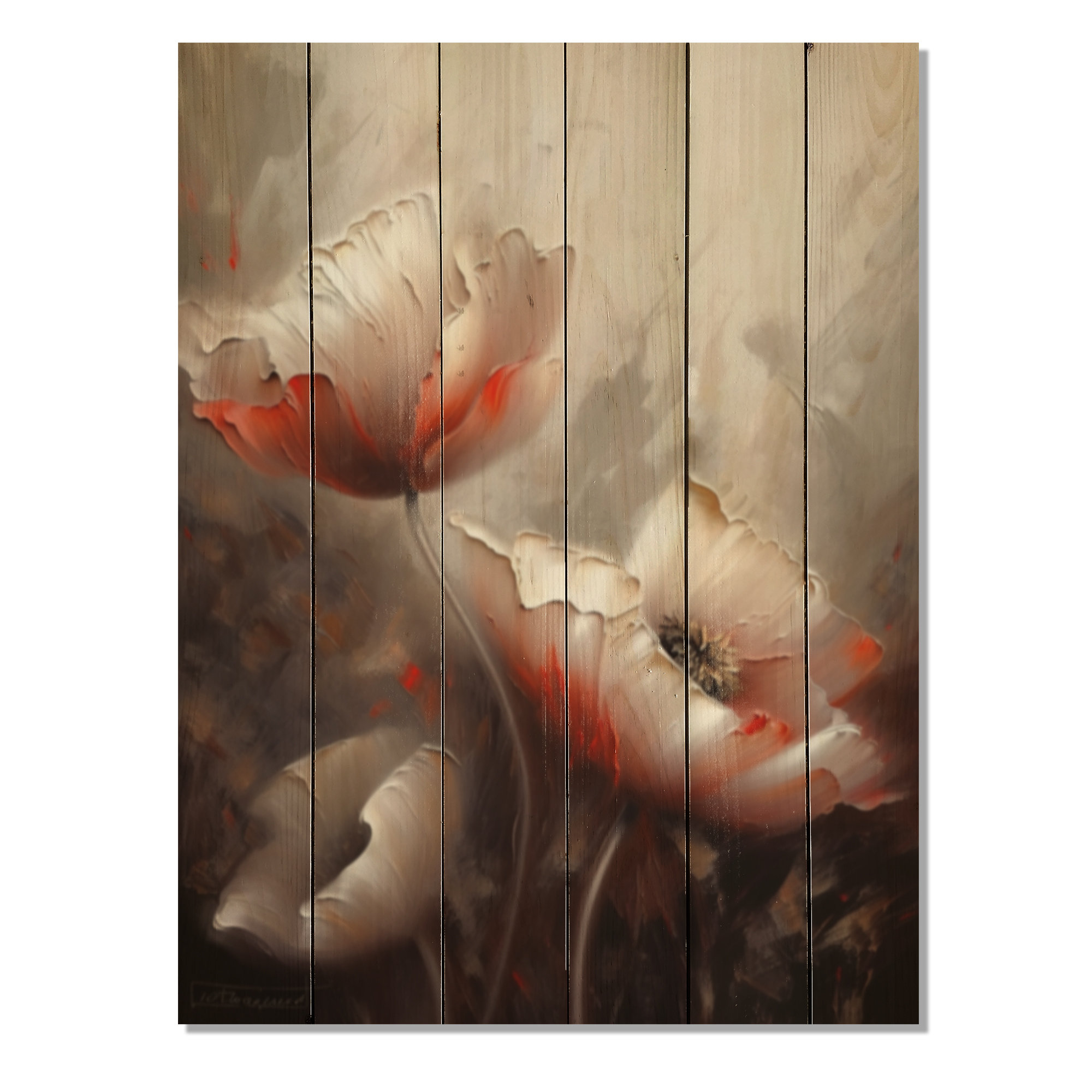 Red Barrel Studio Cream Delicate Poppy Flowers - Floral Poppy Print on ...