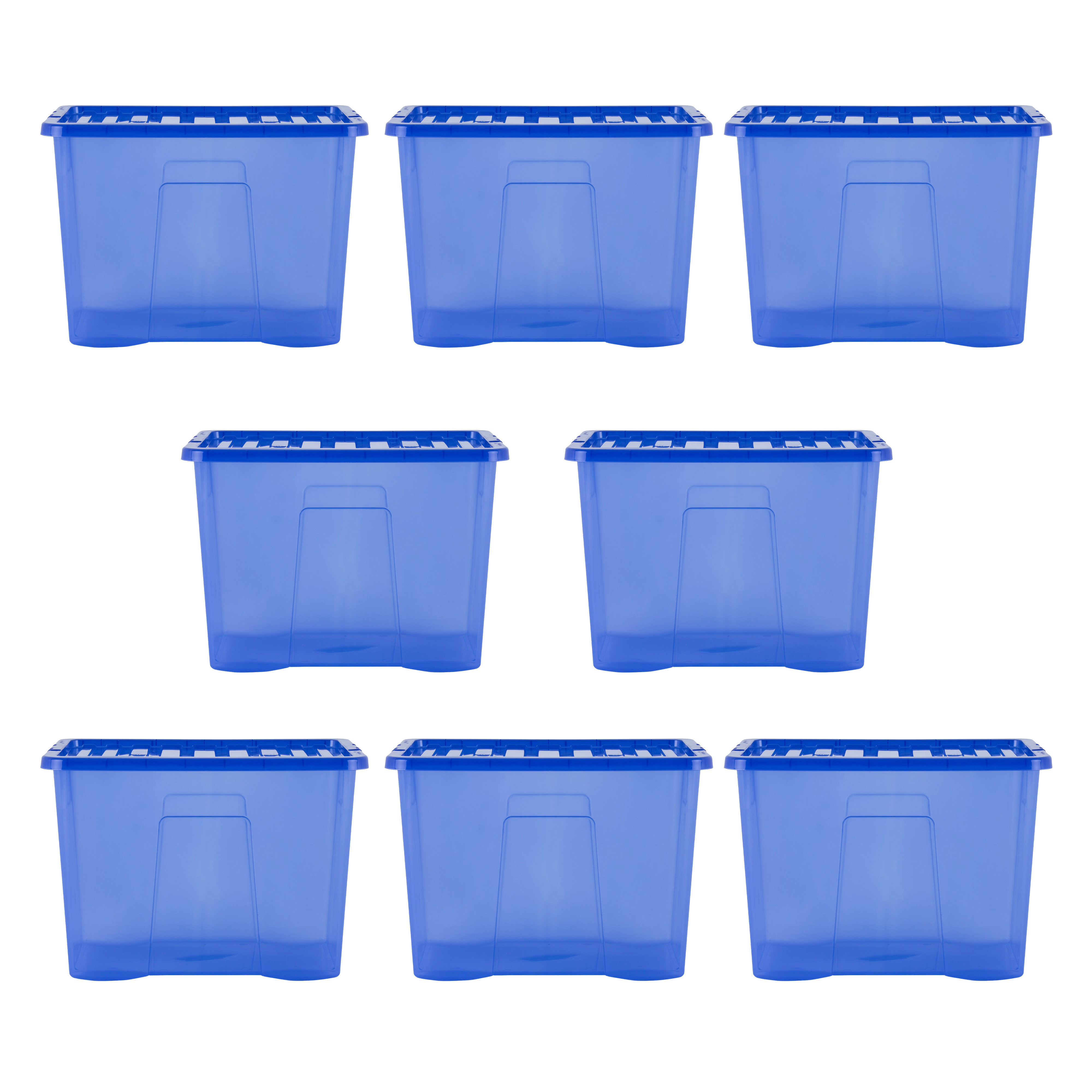 Wham Crystal 80L Plastic Storage Box Pack of 8 Tint Spectrum Blue ...