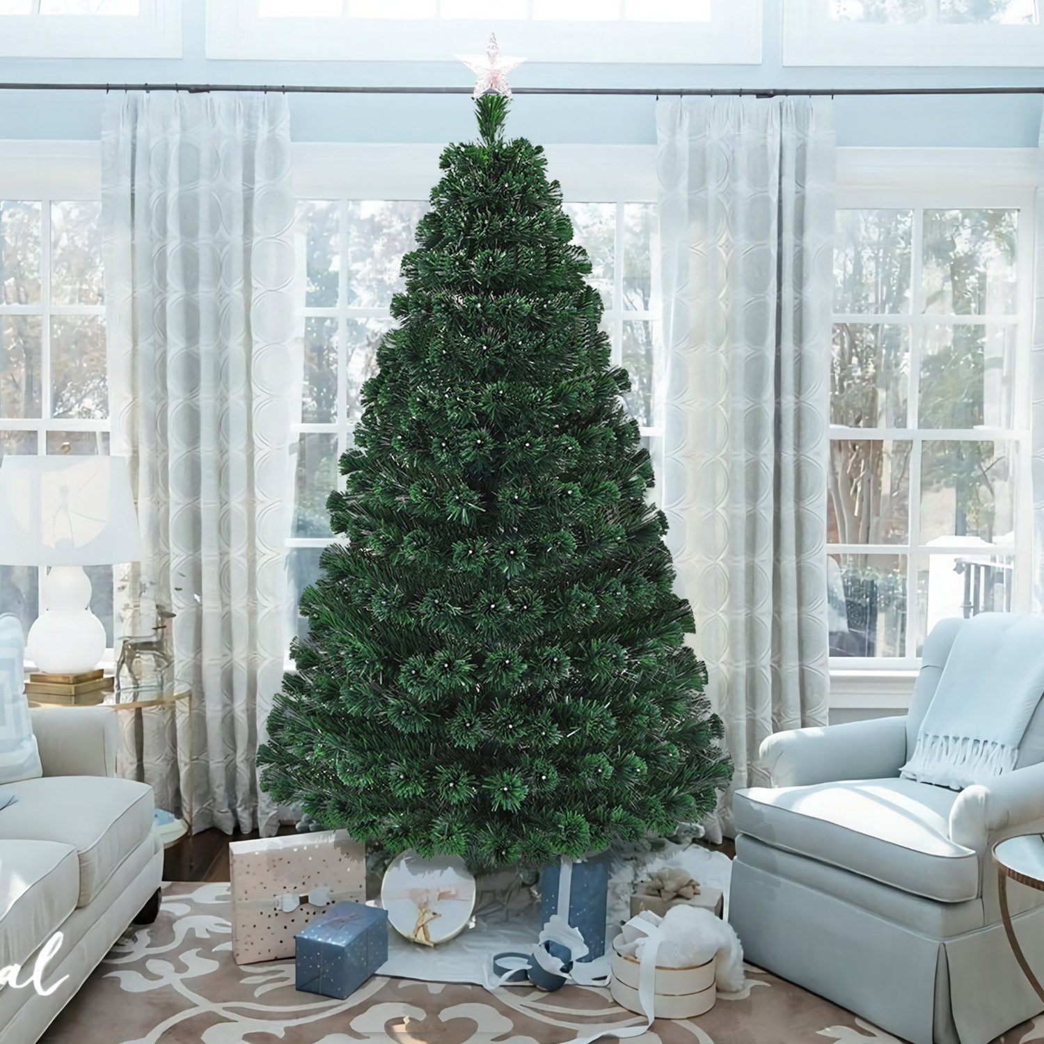 The Holiday Aisle® Artificial PVC Christmas Tree with LED Light and ...