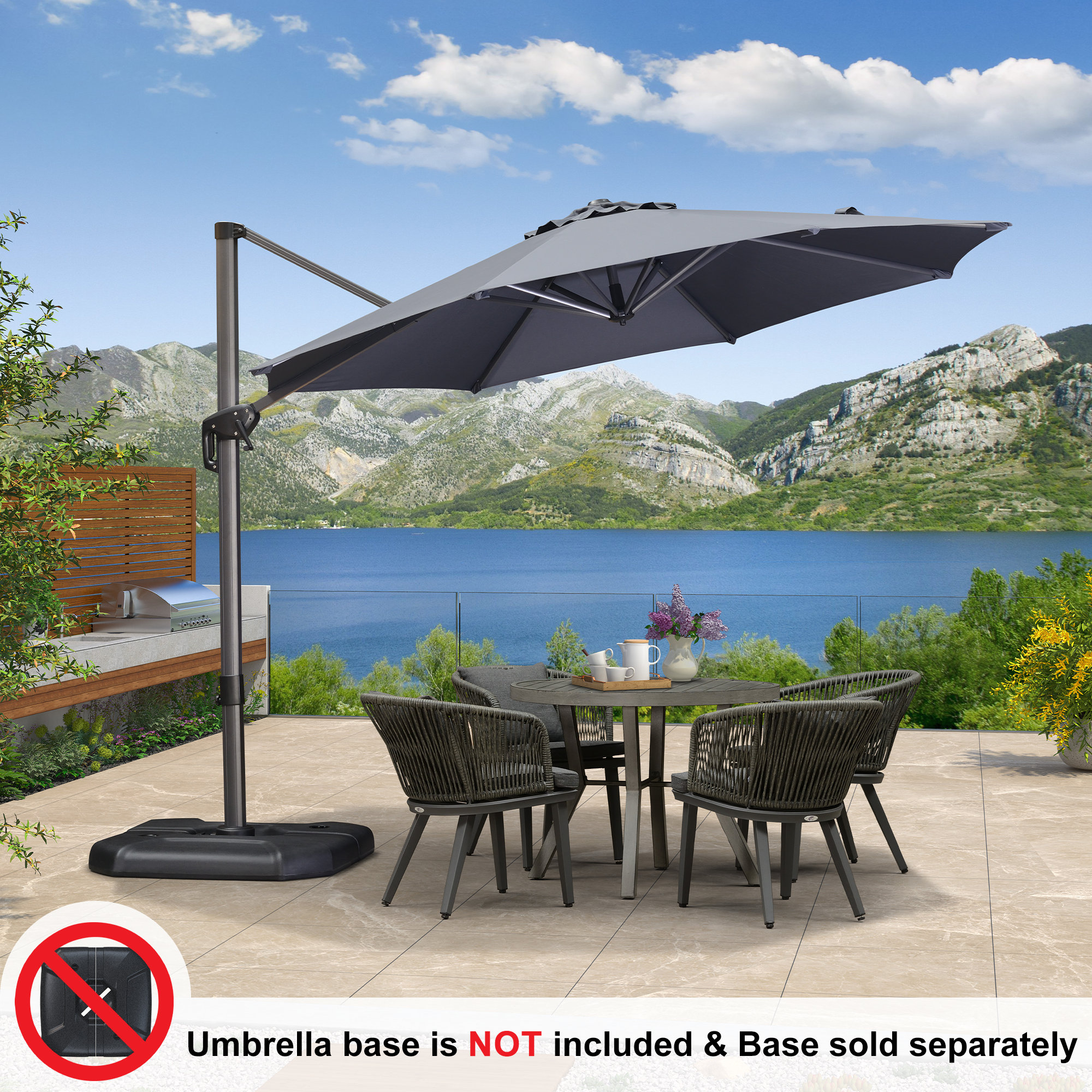 Arlmont & Co. Balvin 10' Round Cantilever Umbrella，Without Base ...