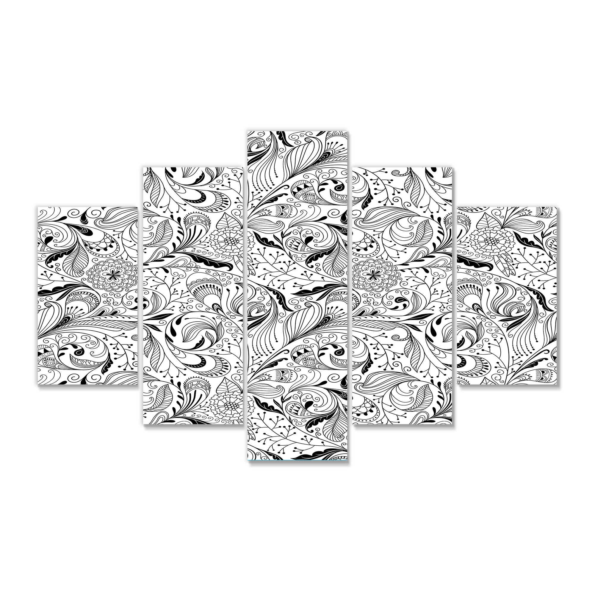 Design Art Monochrome Shapes II - 5 Piece Wrapped Canvas Graphic Art ...