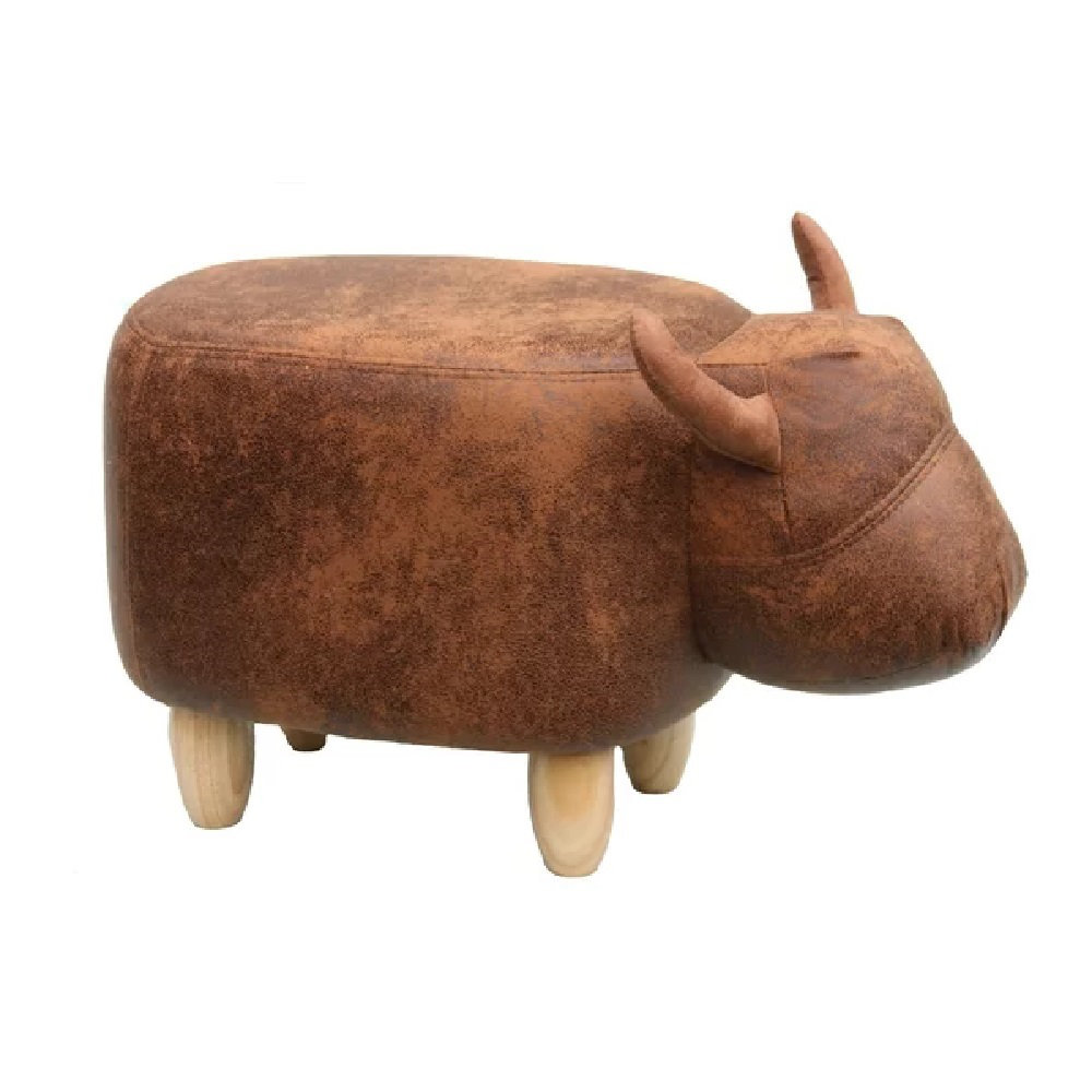 Gardeco Cocoa the Brown Cow leatherette footstool with wooden legs ...