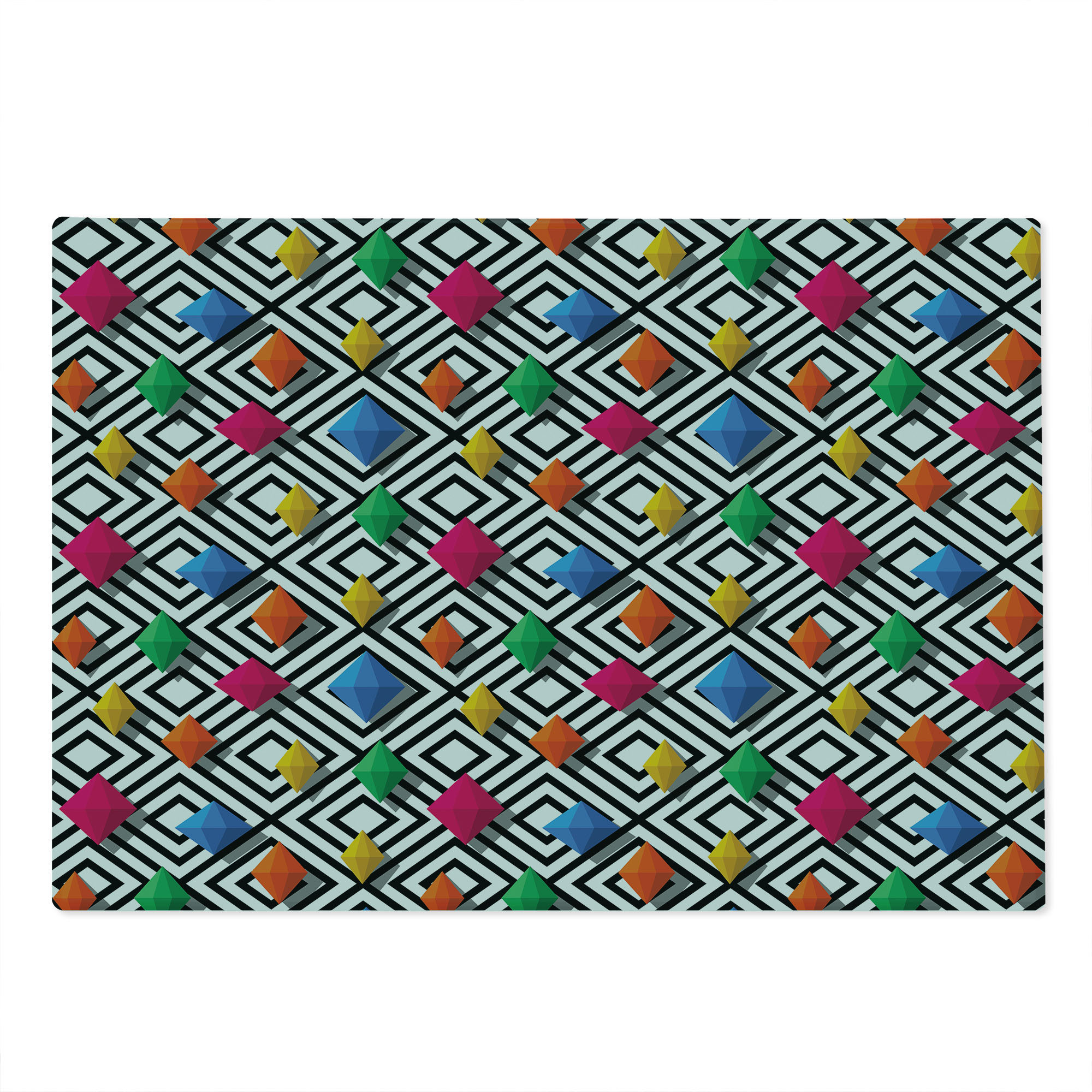 Ambesonne Geometric Cutting Board Large Colorful 3D Shapes Multicolor ...
