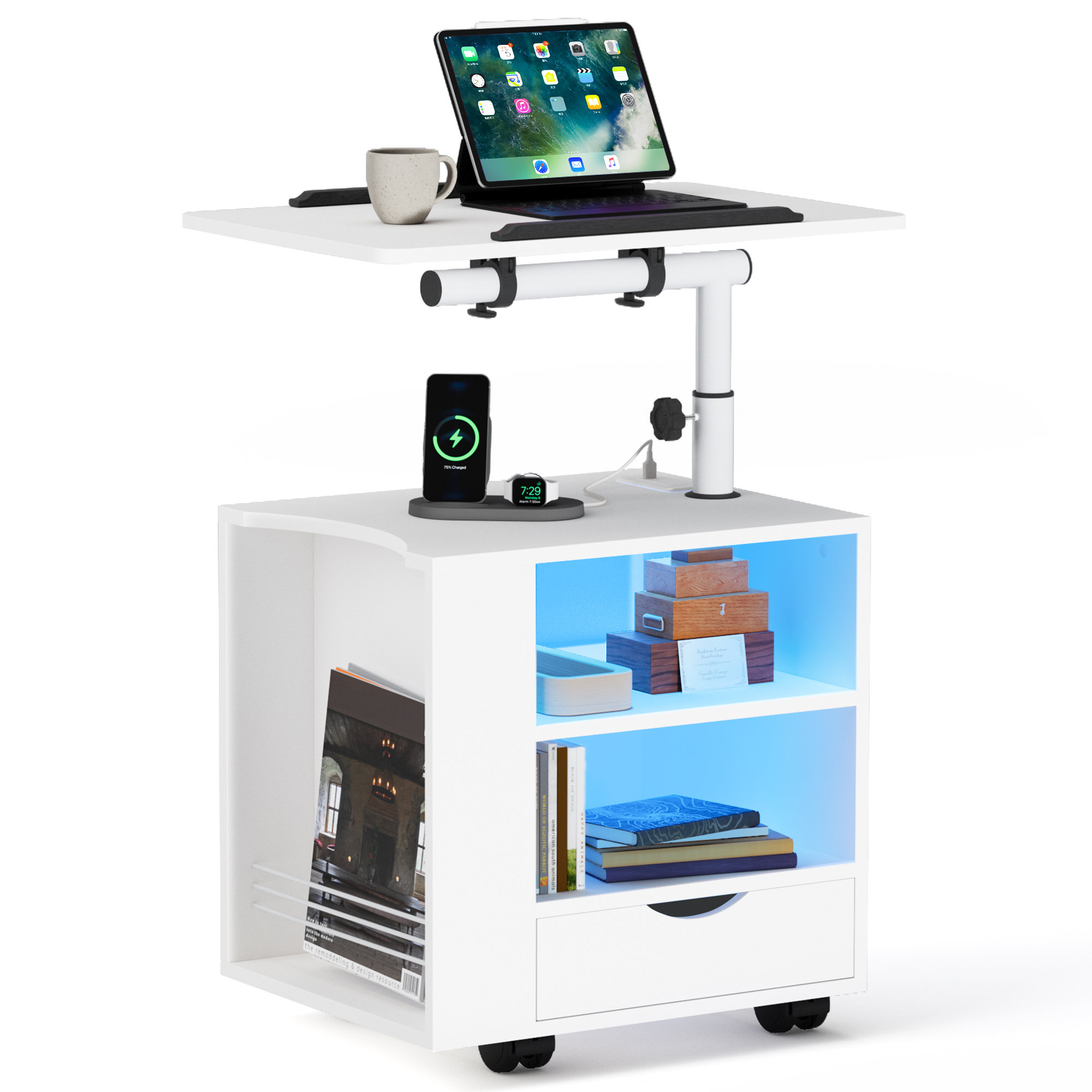 Wrought Studio™ Manufactured Wood Led Nightstand With Charging Station ...