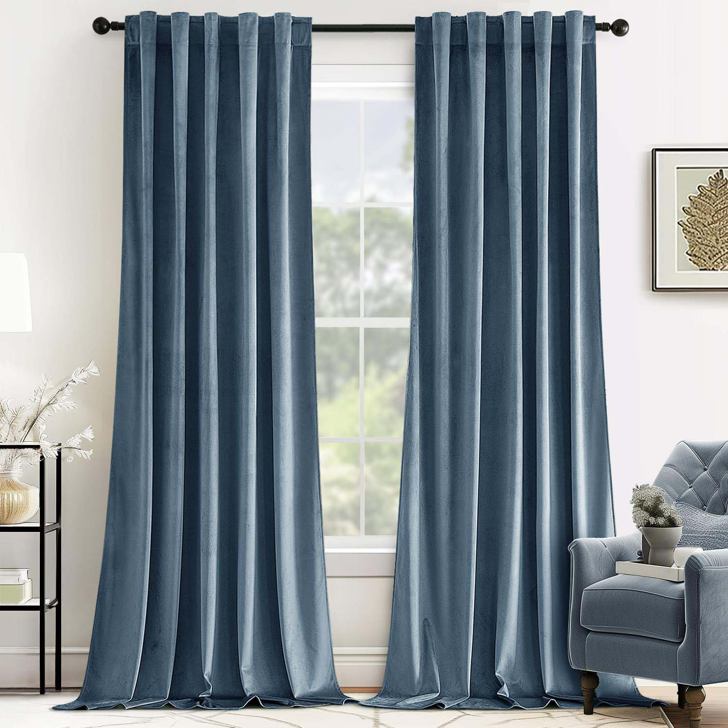 Everly Quinn Velvet Curtains 84 Inches - Luxury Blackout Curtains For ...