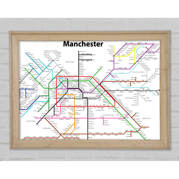 Ebern Designs Manchester Pub Tube Map - Single Picture Frame Art Prints ...