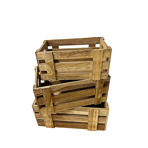 Millwood Pines 3 Piece Solid Wood Crate Set & Reviews | Wayfair