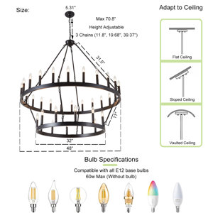 Gracie Oaks Sadaya 36 - Light LED Wagon Wheel Chandelier & Reviews ...