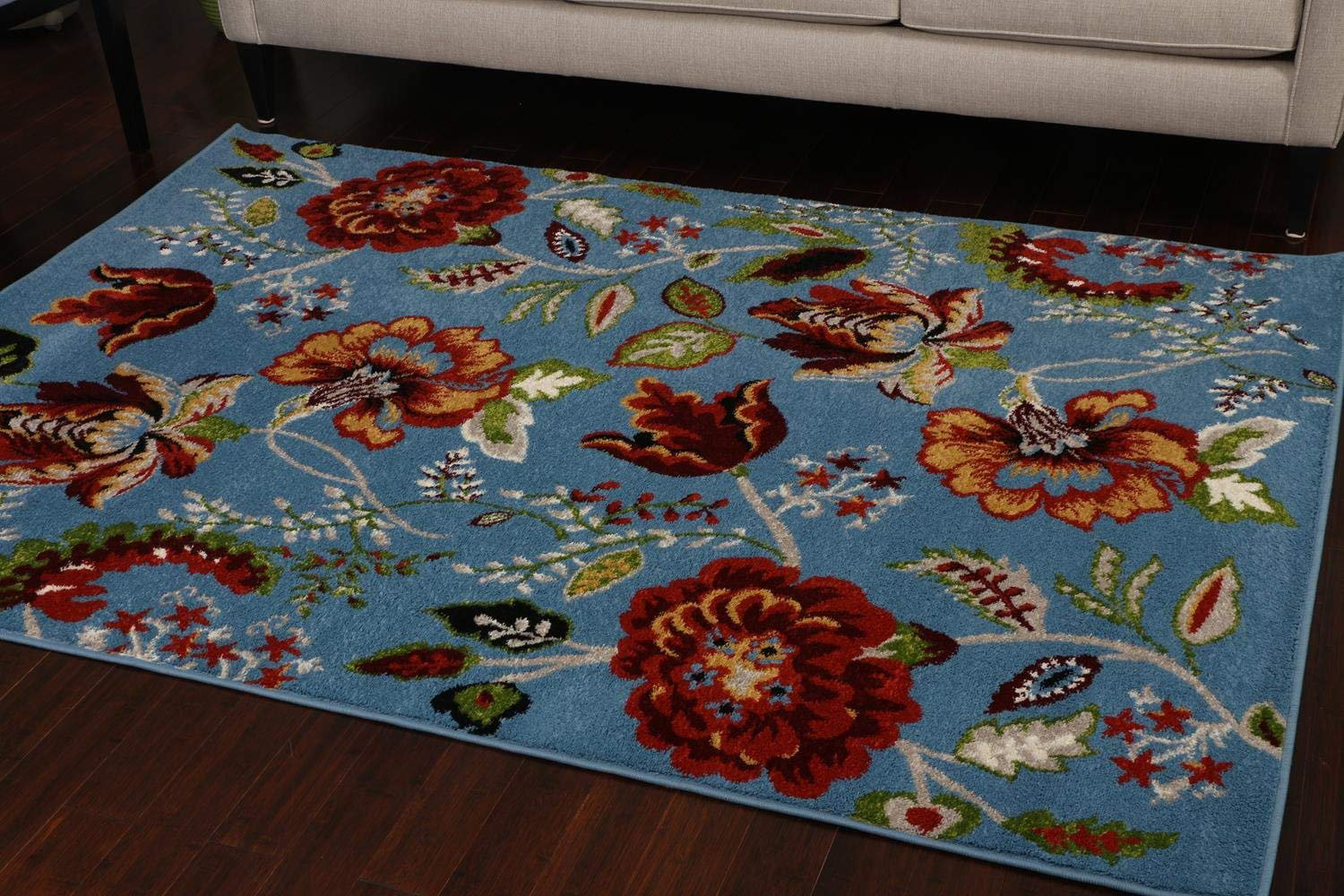 Winston Porter Myrie Floral Blue Area Rug & Reviews | Wayfair