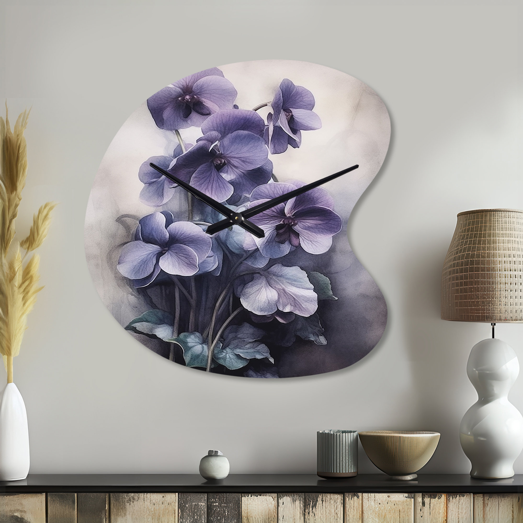 Design Art Purple Grey Violets Dream II - Floral Unique Shape Metal ...