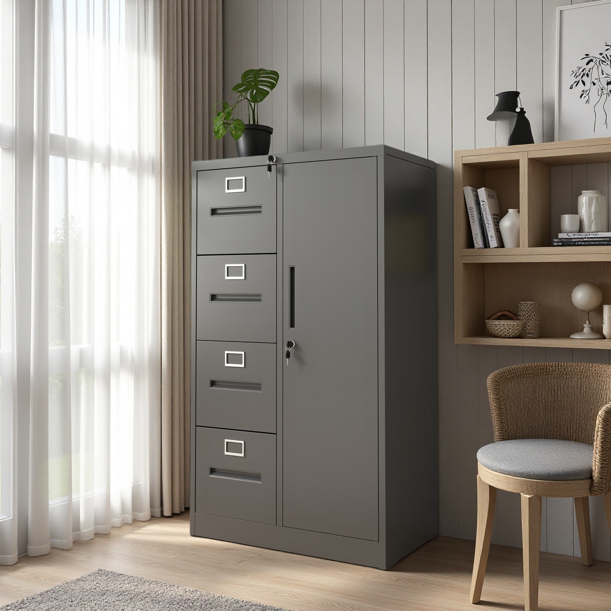 PhoebeHoliday Metal Storage Vertical Filing Cabinet With Lock, Steel ...