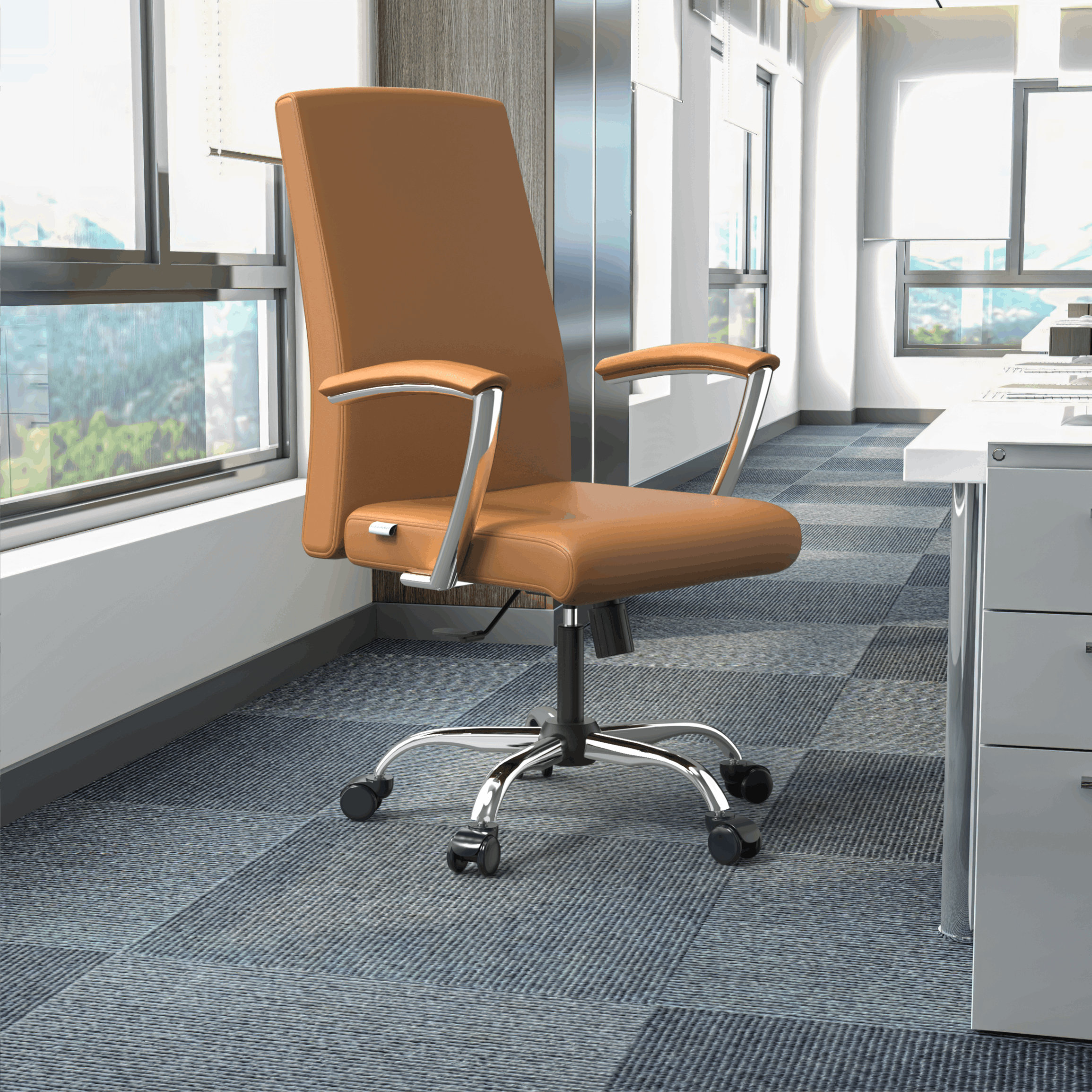 Ivy Bronx Kenil Swivel Office Chair In Faux Leather With Adjustable ...